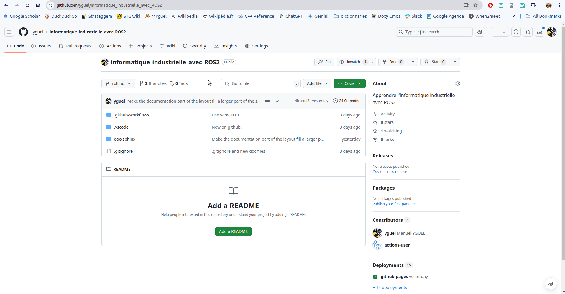 Publier la documentation — Documentation Cours d'Informatique Industrielle avec ROS2 1.0.0